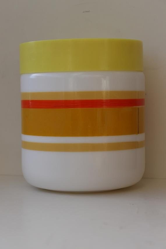 Items similar to Vintage Danish Modern White Glass Container with ...