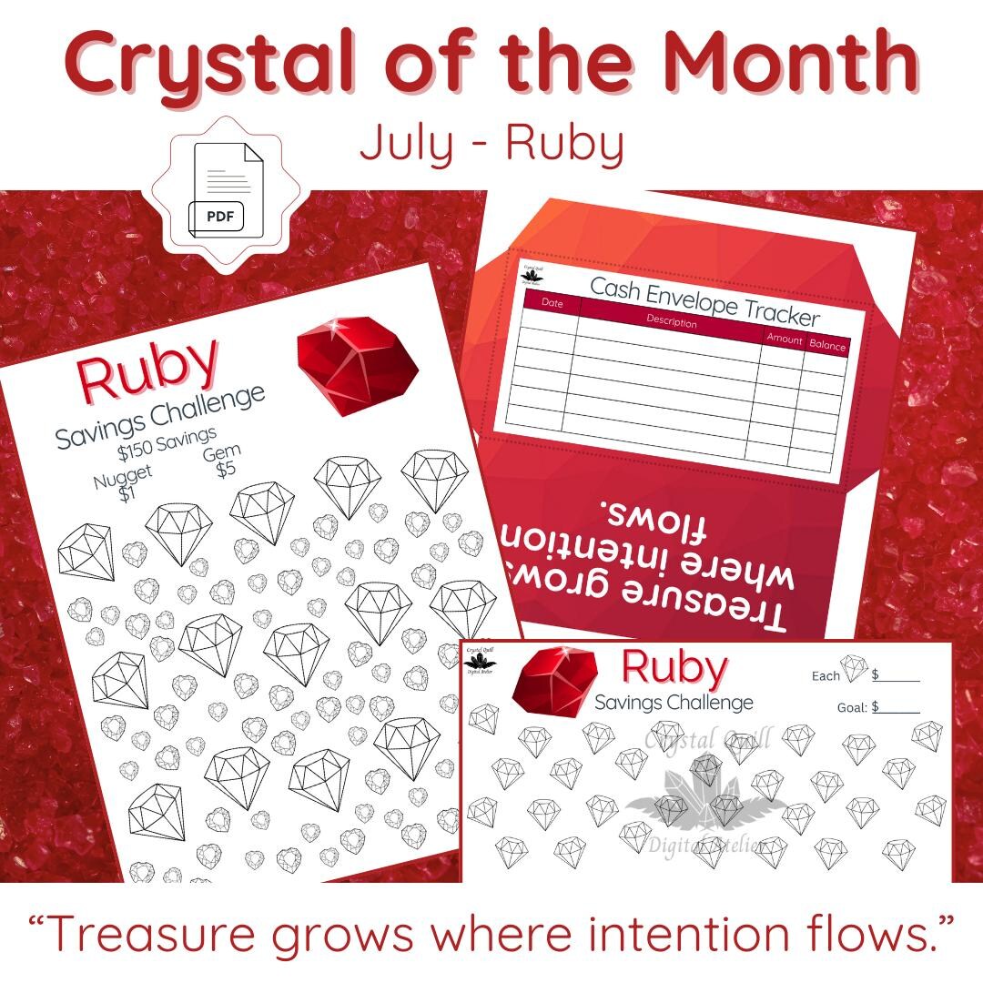 Crystal of the Month – July | Ruby-themed Budgeting Printable Bundle - Etsy