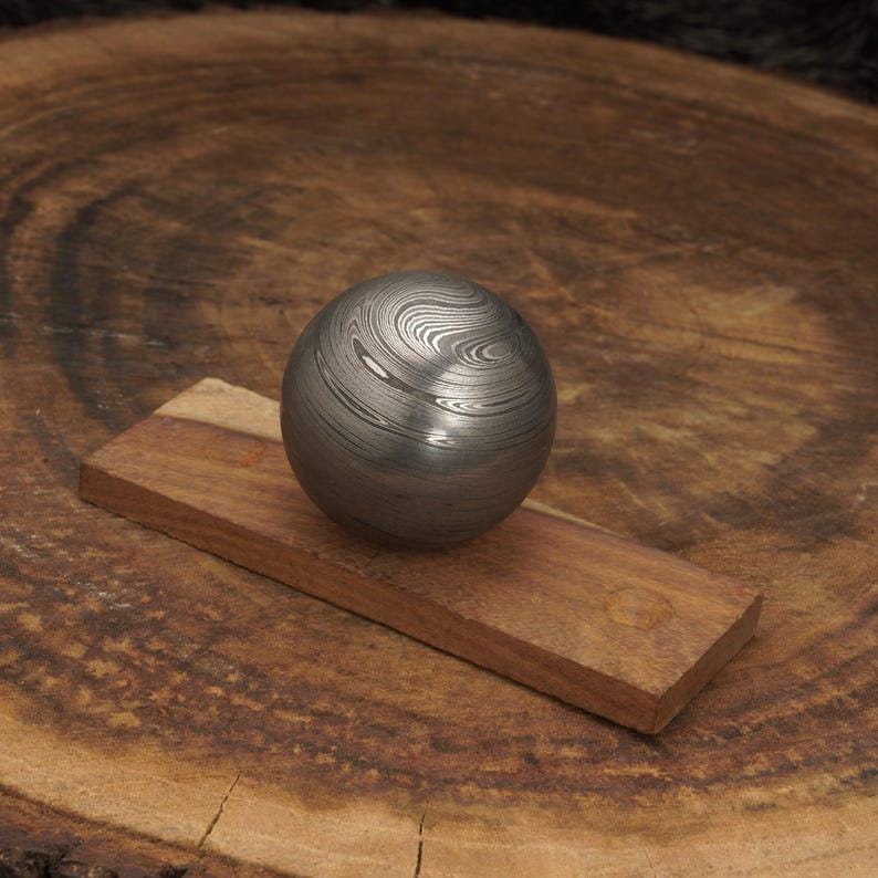 Hand-forged Damascus Steel Sphere | Metal Art Desk Ornament - Etsy