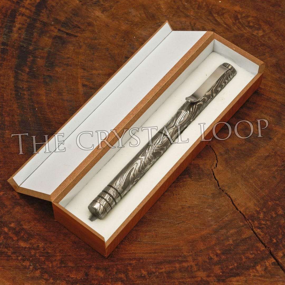 Hand-forged Damascus Steel Ballpoint Pen With Pocket Clipper – Splendor ...