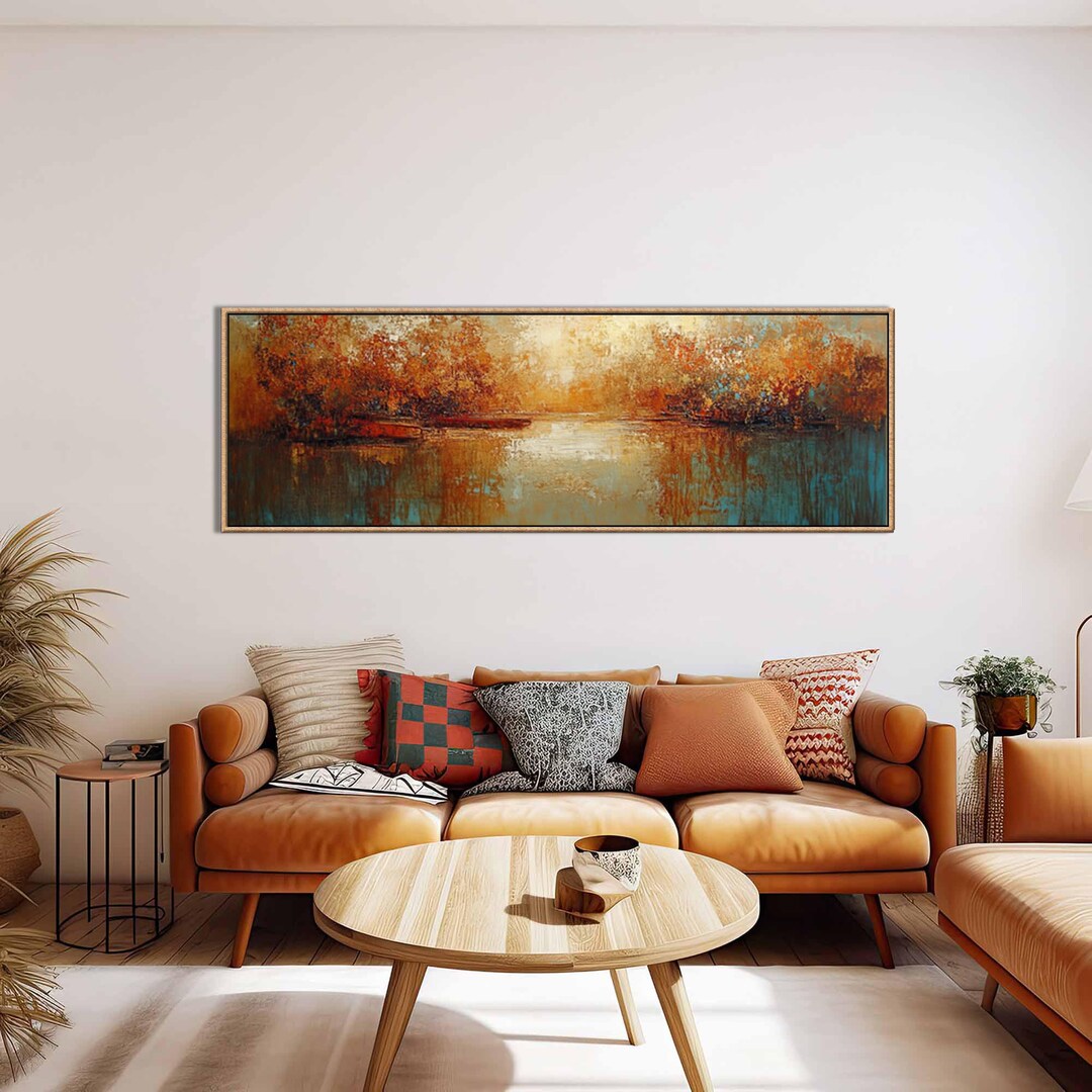 Horizontal Wall Art, Large Framed Canvas, Geometric Framed Poster, Wide ...