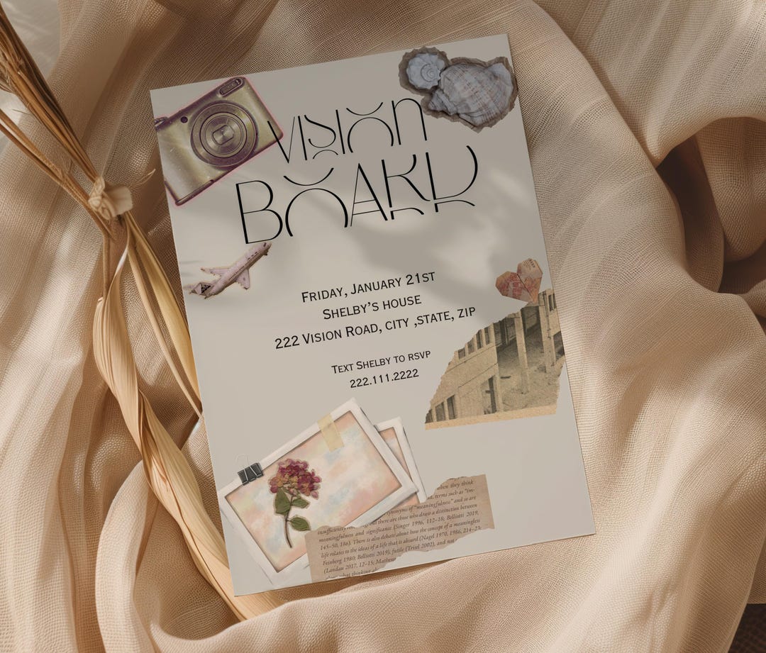 Vision Board Party Invitation Template, 5x7 Editable Digital Download ...