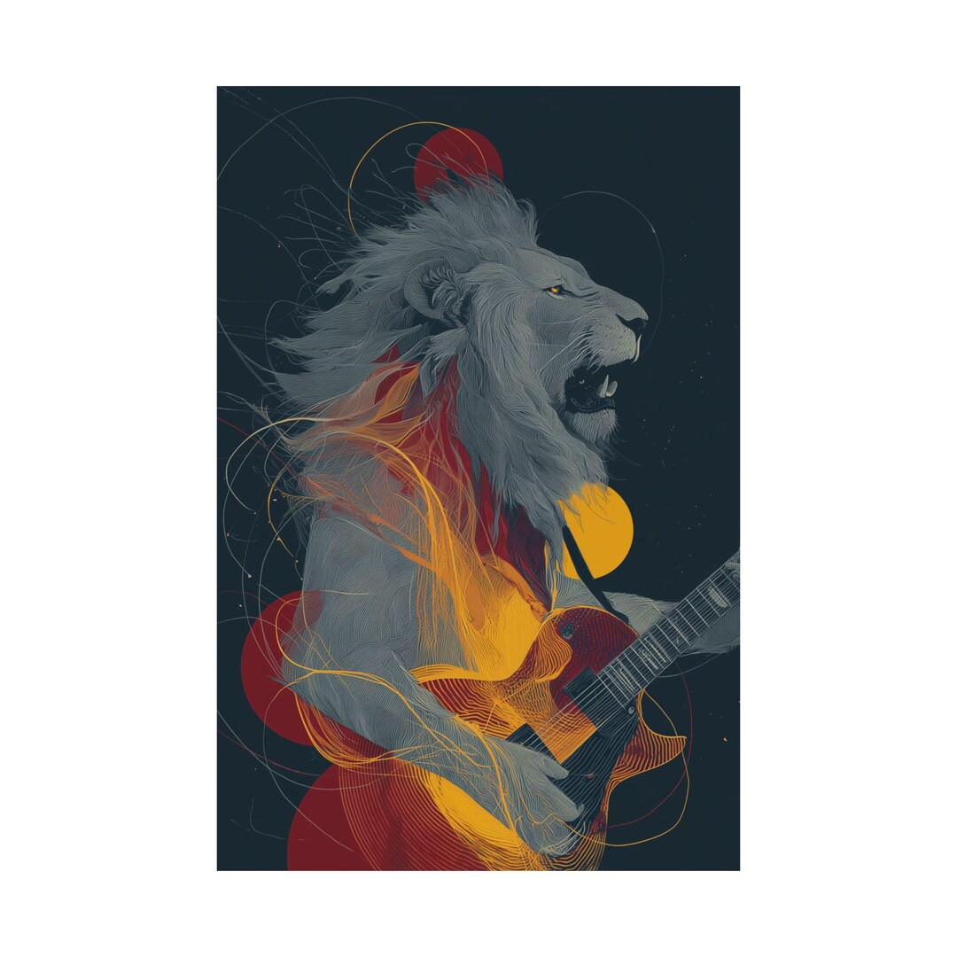 Rocking Lion Matte Vertical Posters - Music Decor, Wall Art, Gift for ...