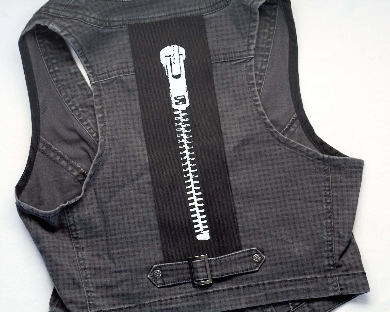 Large Zipper Back Patch Punk DIY Goth White on Black Organic | Etsy