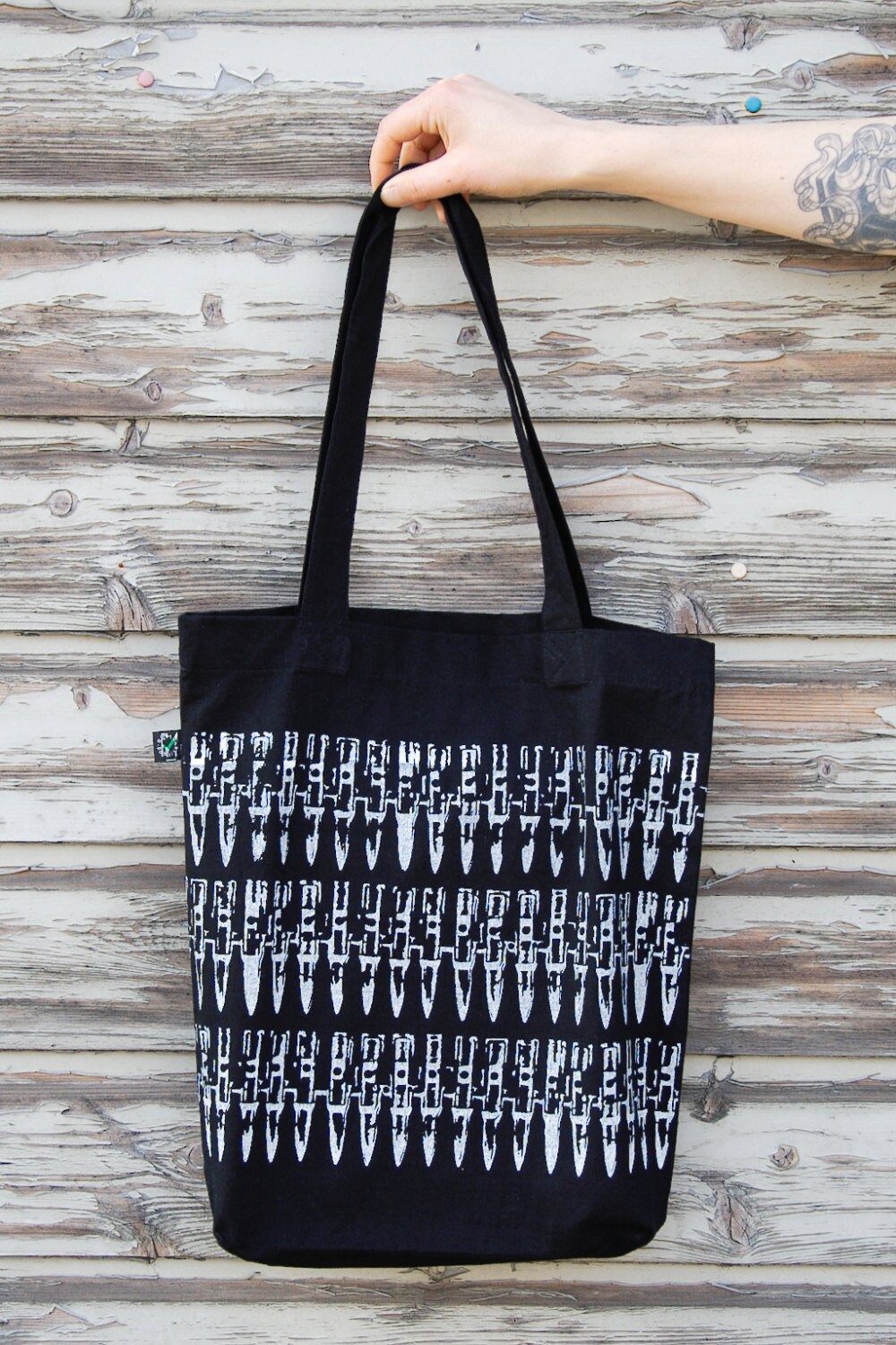 Organic Tote Bag bullets Black Punk DIY | Etsy