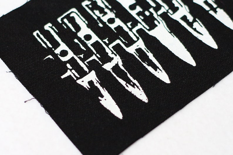 Patch Bullets - White on Black Organic Screen Print Punk DIY - Etsy