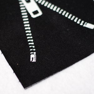 Open Zipper Patch Punk DIY Goth White on Black Organic Screen Print - Etsy