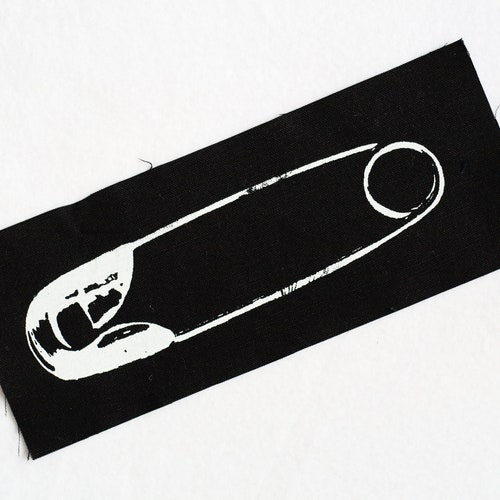 Patch Safety Pin Punk DIY Black White Goth Organic Screen - Etsy