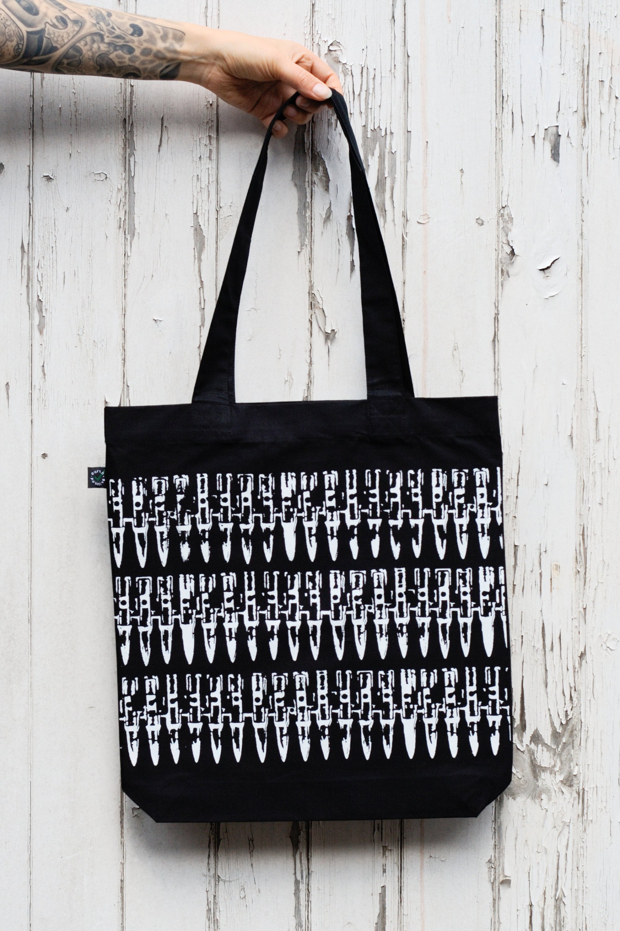 Organic Tote Bag bullets Black Punk DIY | Etsy