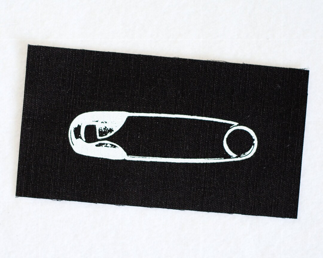 Patch Safety Pin - Punk DIY Black White Goth Organic Screen Print - Etsy