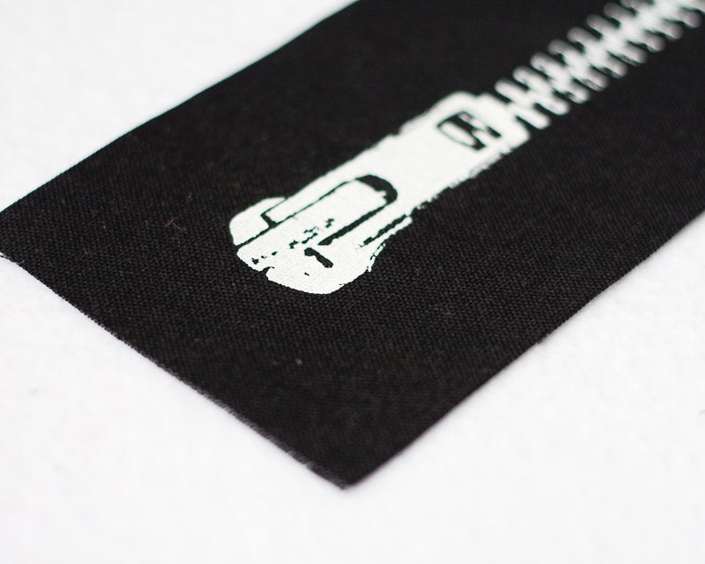Large Zipper Back Patch Punk DIY Goth White on Black Organic - Etsy