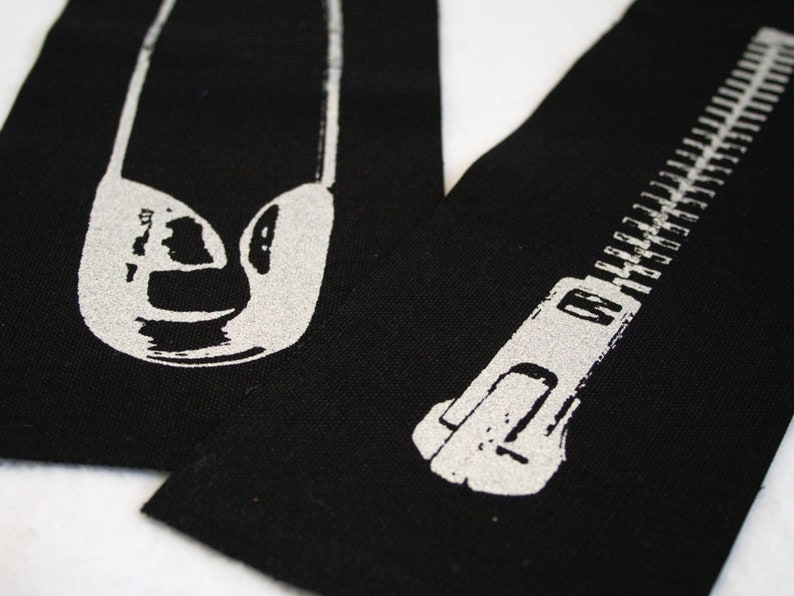 Large Safety Pin Back Patch Punk DIY Goth White on Black | Etsy