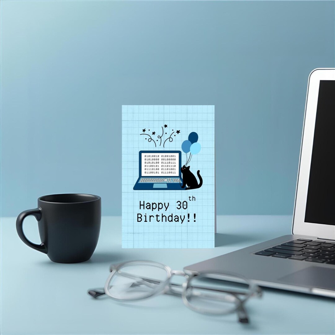 Binary Code 30th Birthday Card: RIP Twenties, CS Tech Gift | Printable ...