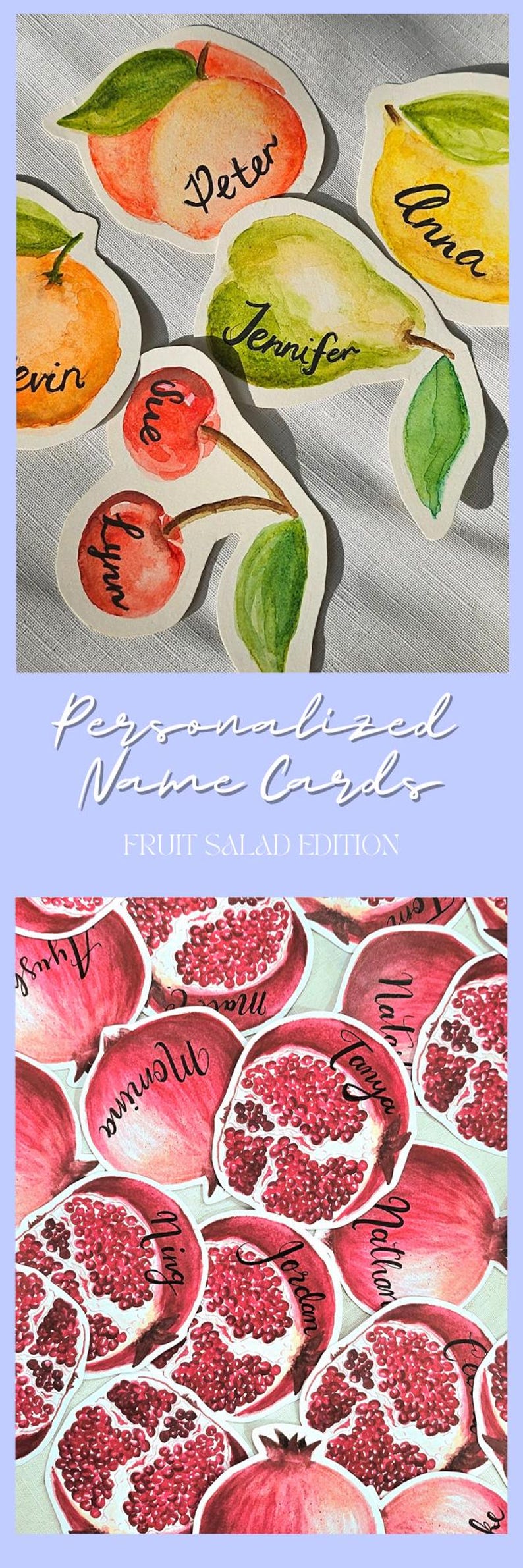 Custom Hand Painted Fruit Salad Place Cards Personalized Wedding Name ...