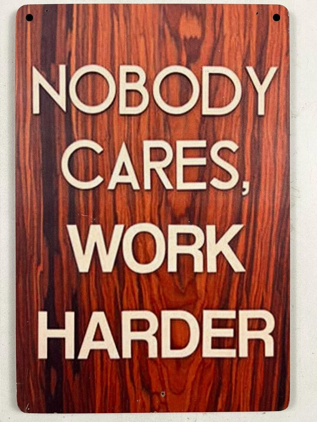 Nobody Cares, Work Harder” Wall Sign – Rustic Wooden Motivational Décor ...