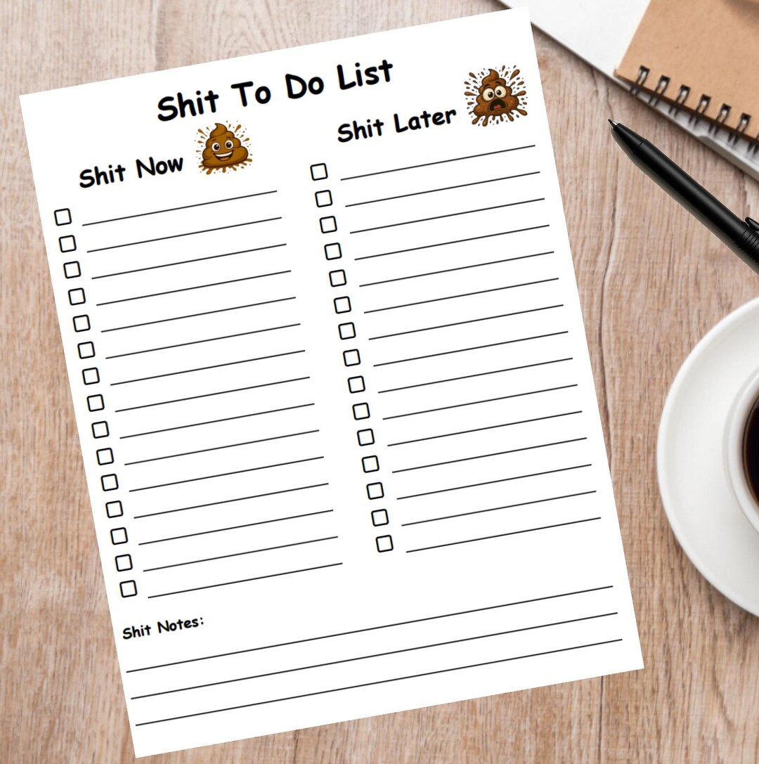 To Do List, Funny to Do List, Shit to Do, Daily to Do, Daily List, Task ...