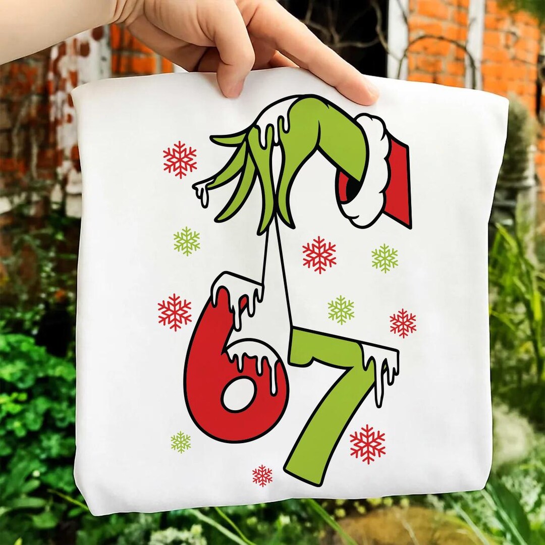 Grinch Hand Holding 6 7 Onament Png Svg, Six Seven Grinch Svg, Xmas 6 7 ...