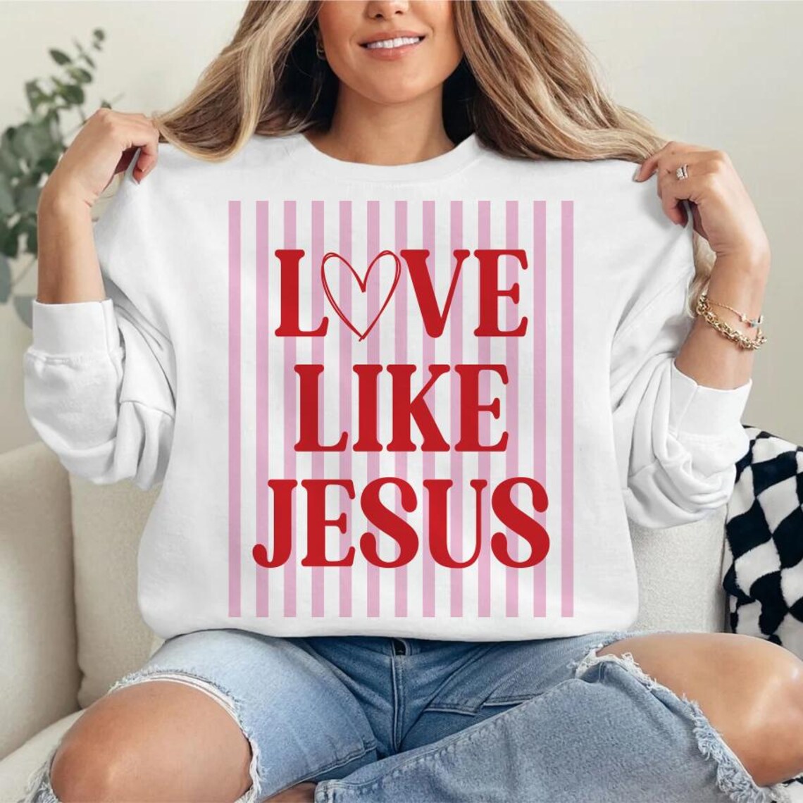 Love Like Jesus Svg Png, Trendy Preppy Pink & Red Valentine ...