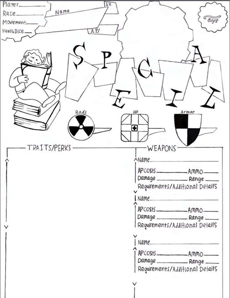 Fallout RPG Character Sheet - Etsy