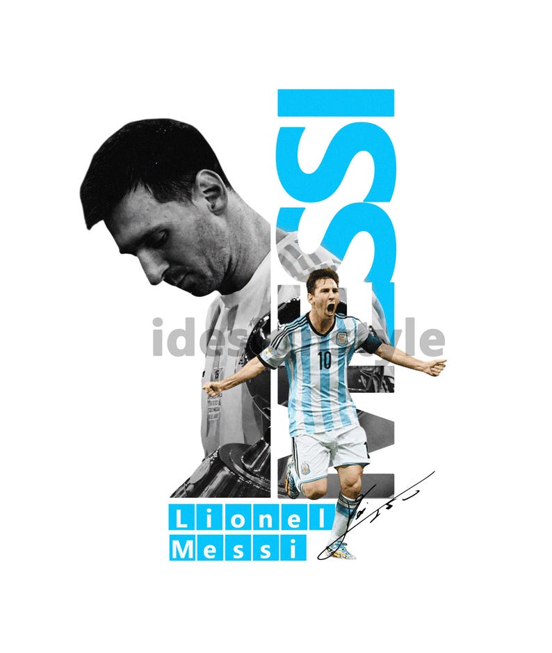 Lionel Messi Soccer Graphic Tee Design: PNG Digital Download - Etsy