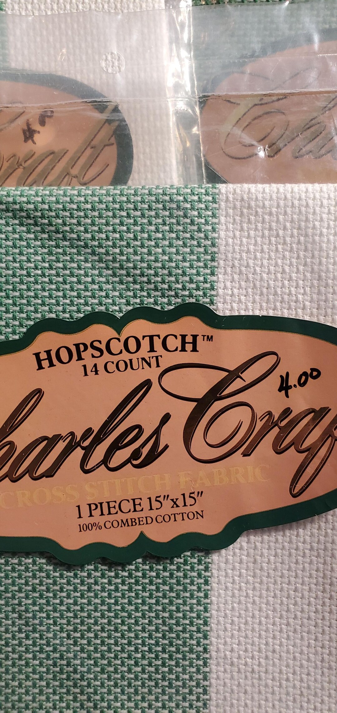 Charles Craft Hopscotch Bright Green and White 14 Count Aida 15 by 15 ...