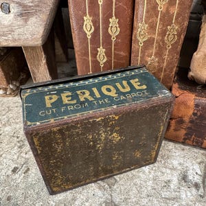 Antique Tobacco Tin / PERIQUE / Cut From the Carrot / Grown in St James ...