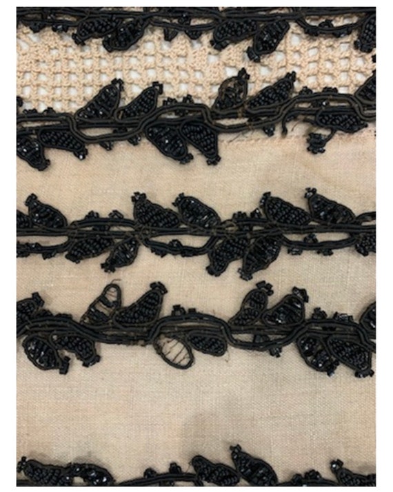 Antique beaded jet trim 11 yards / one continuous pie… - Gem