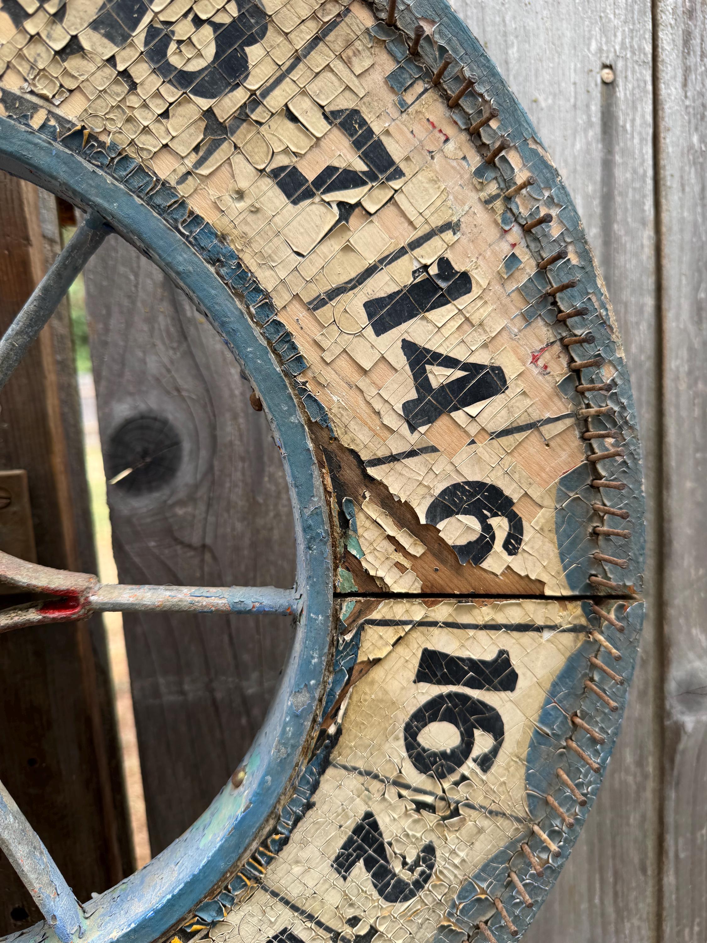 Vintage Wood Carnival Wheel / Spinning Game Wheel / Chippy White and ...