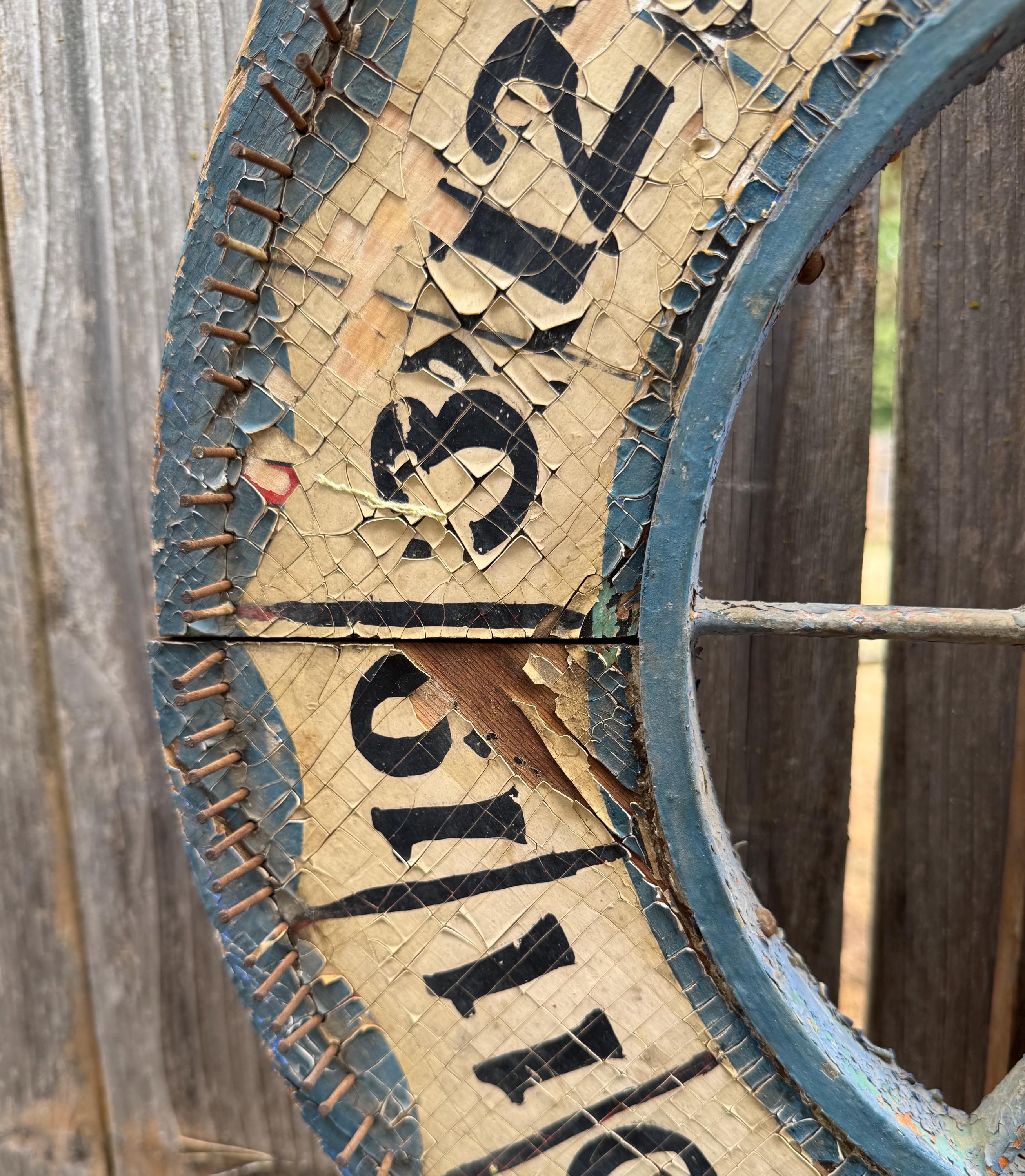 Vintage Carnival Game Wheel: Chippy Blue & White Paint, Americana Decor ...