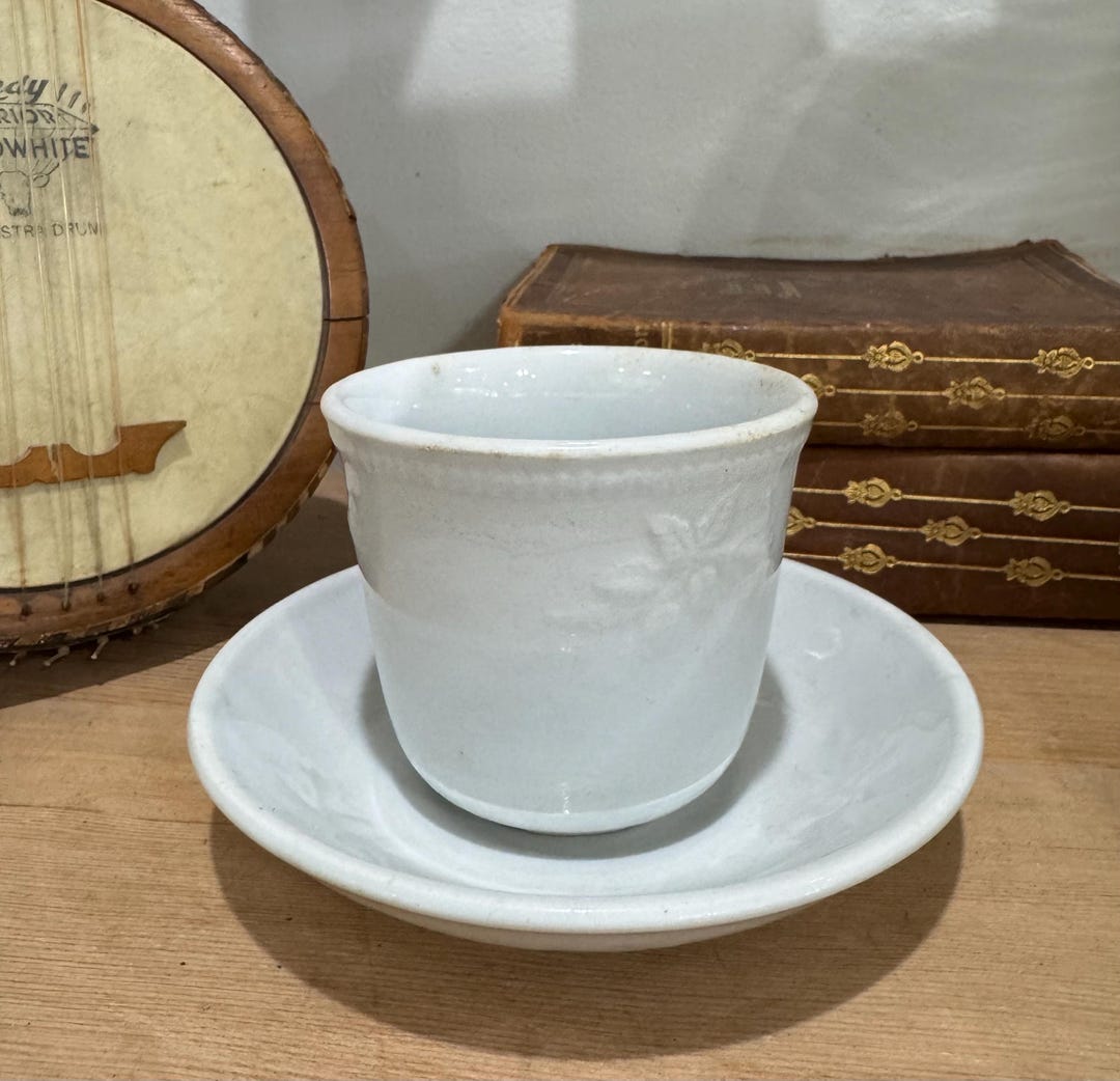 Vintage Ironstone Handle Less Cup / Handleless Mug With Saucer ...