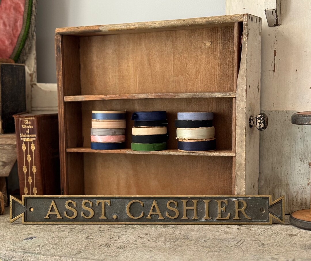 VINTAGE ASST CASHIER Door Bank Sign / / Desk Sign / Brass? / Raised ...