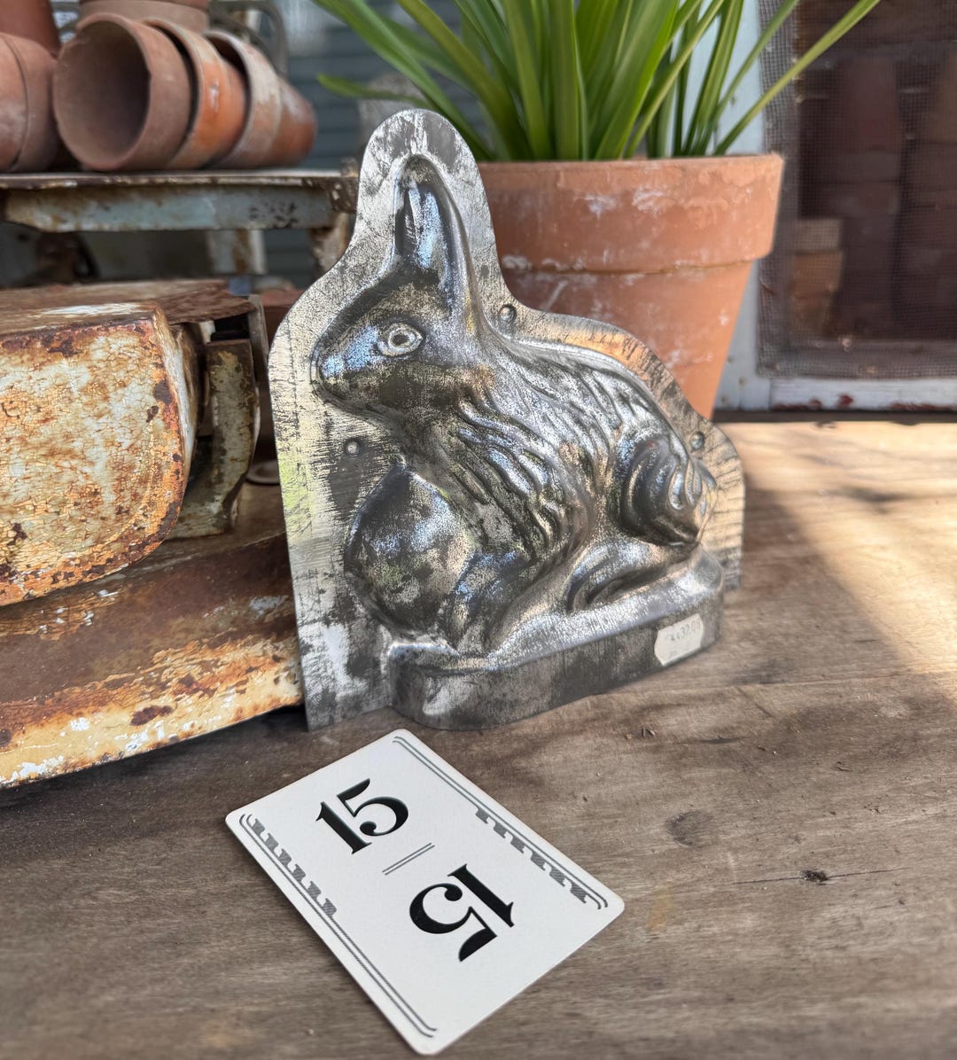 Vintage Metal Bunny Rabbit / HALF Figural Chocolate Mold / Old Worn ...