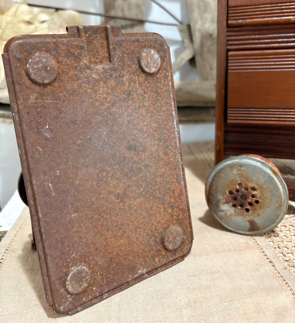 Vintage Toy Telephone / Rusted Red Phone / Childs Vintage Toy / Darling ...