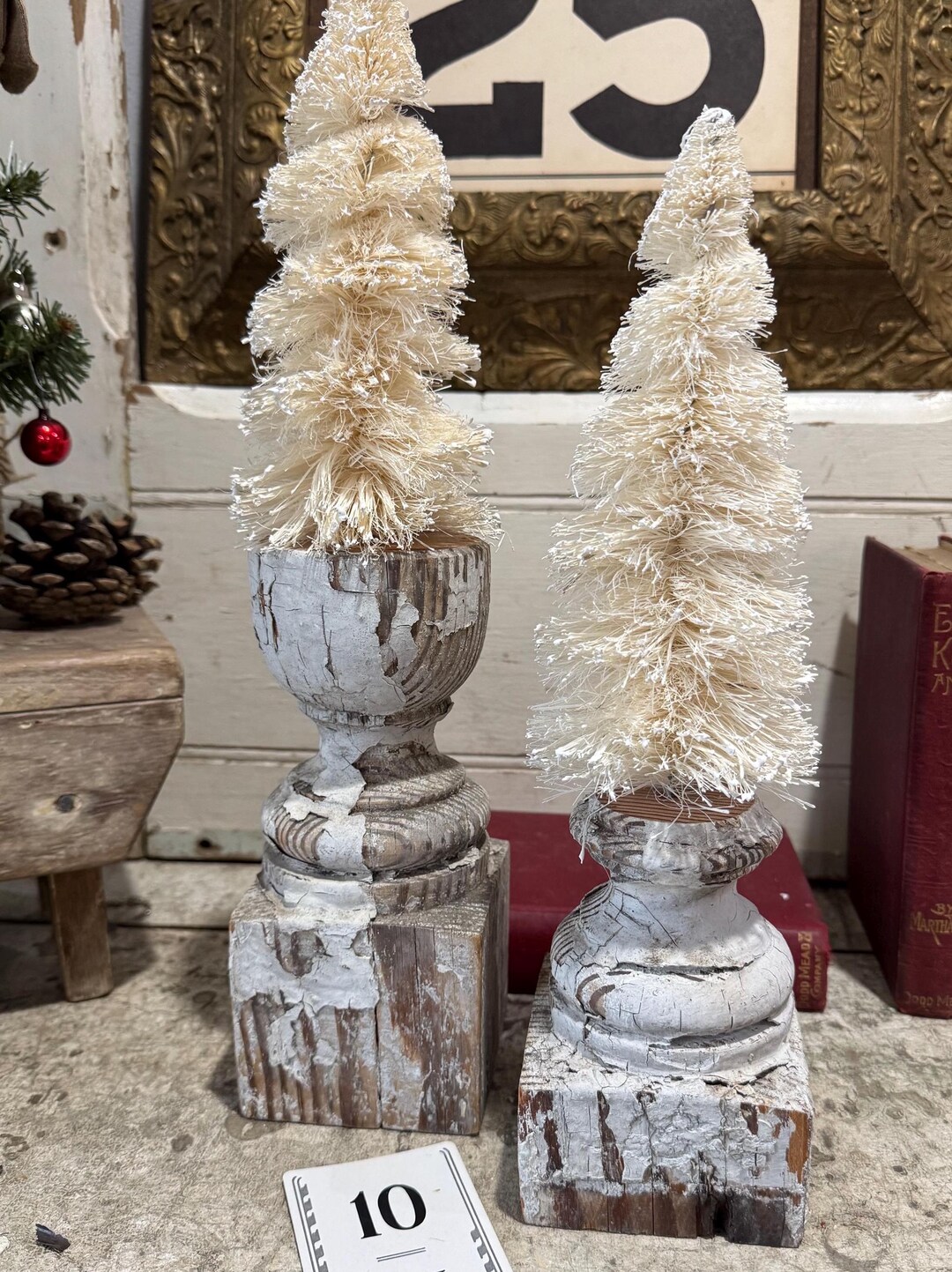 2 , Vintage Architectural Chippy White Wood Bases From Old Porch Posts ...