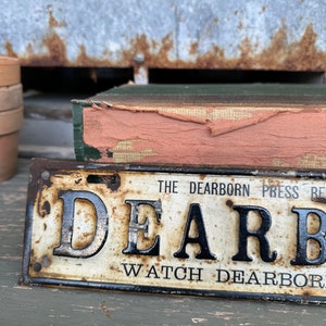 VINTAGE Metal / the Dearborn Press Newspaper License Plate Topper ...