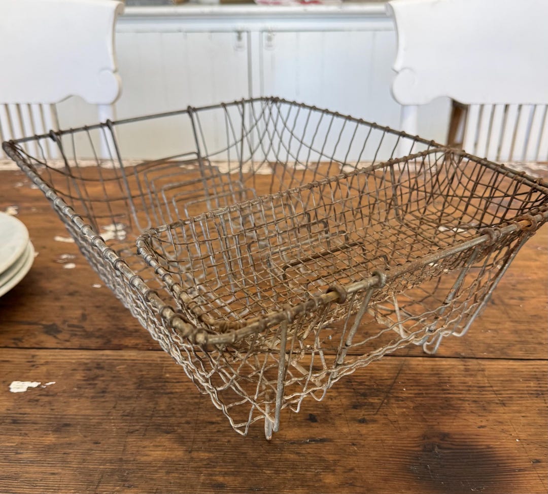 Vintage Wire Dish Drainer Basket / Dish Drainer / With Silverware Tray ...