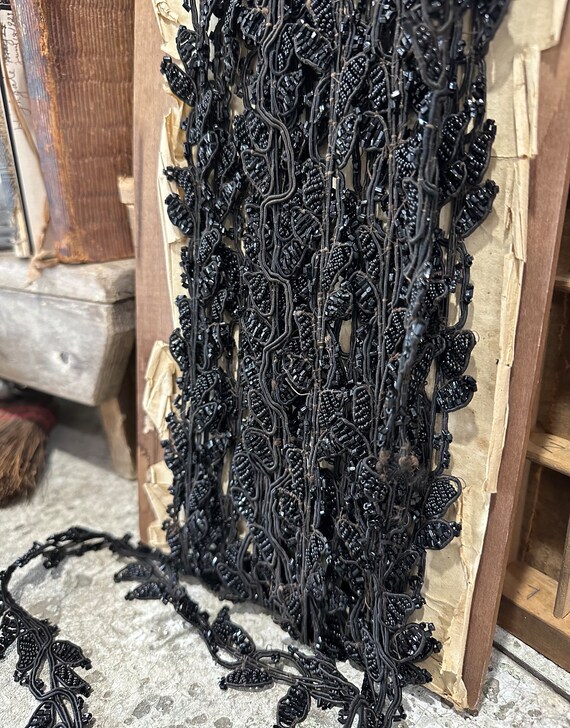 Antique beaded jet trim 11 yards / one continuous pie… - Gem