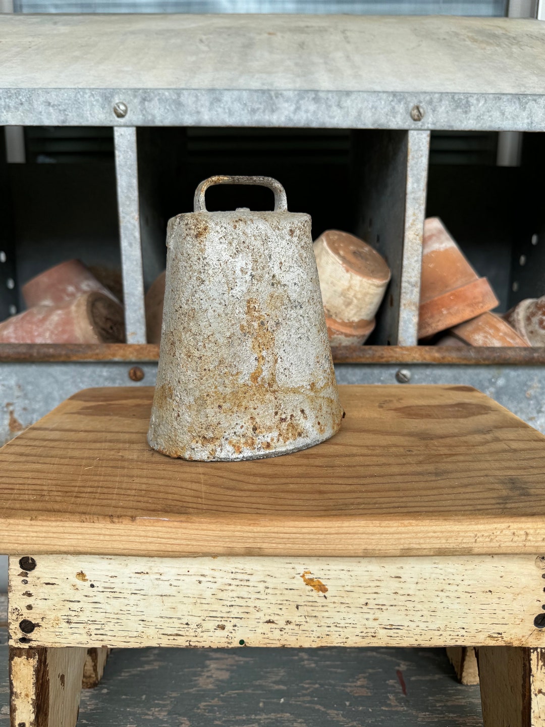 Vintage Cow Bell / Large Gray Bell / Six Inch High Cowbell / Old ...