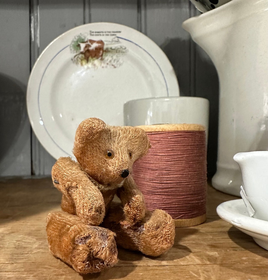 Little Jointed Worn Cloth Bear / Jointed Arms and Legs / Sweet ...