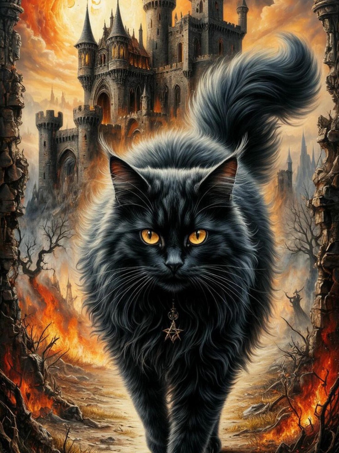 Mystical Black Cat Art: Gothic Fantasy Framed Prints. ( Instant Digital ...