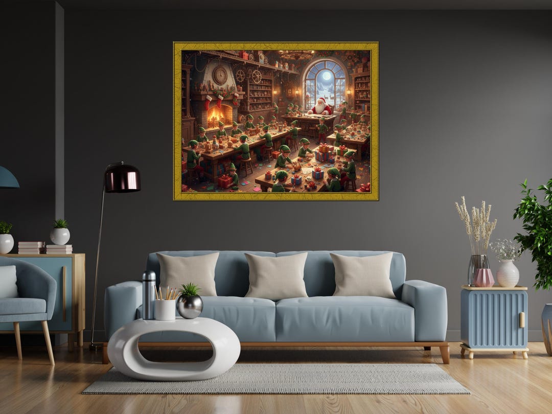 Santa's Workshop With Elves Making Toys. ( Digital Download ) - Etsy