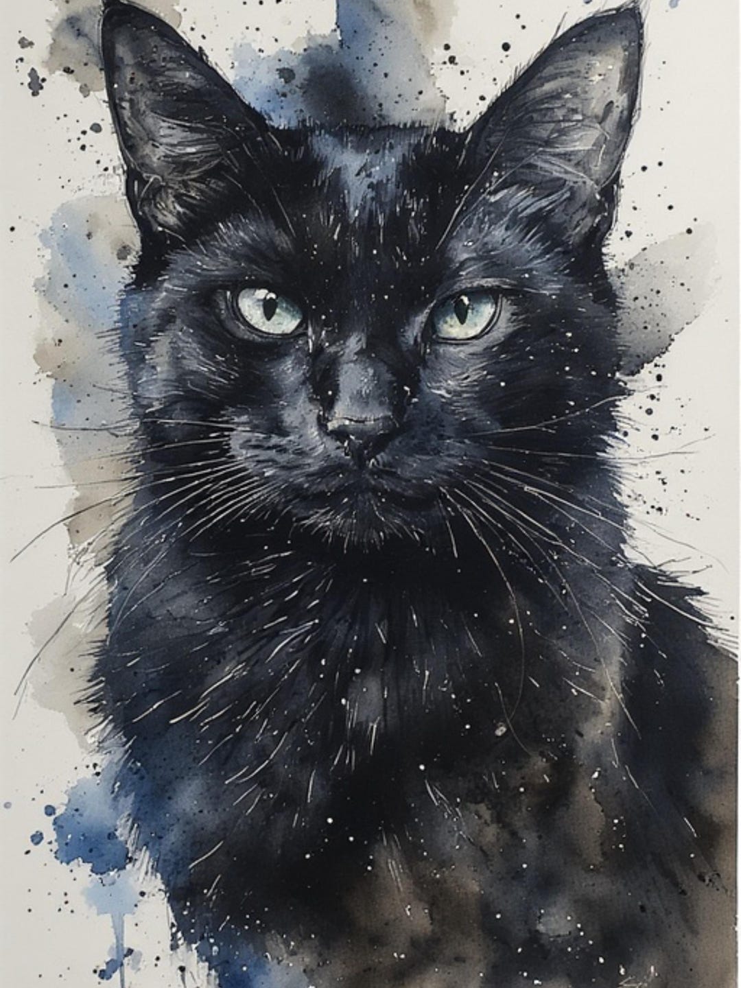 Two Atmospheric Feline Portrait Art Prints. ( Instant Digital Download ...