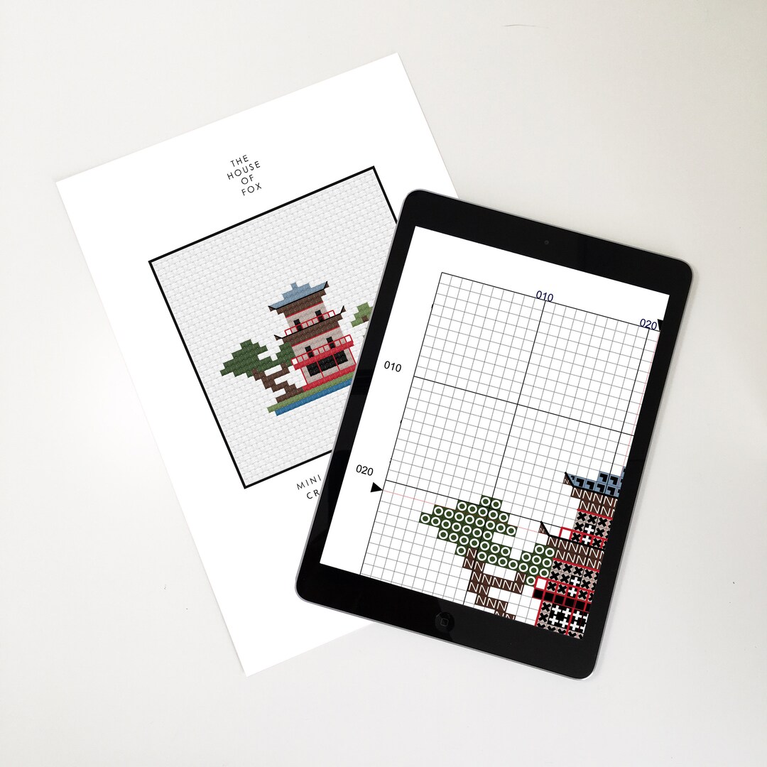 Japanese Pagoda PDF Download Cross Stitch Mini Pattern - Etsy