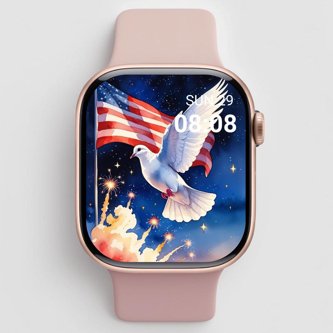 4th of July Apple Watch Face , American Flag & Dove Digital Wallpaper ...