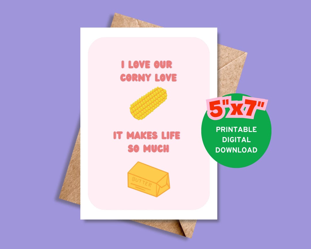Instant Download Romantic Pun Card – Corny Love Theme – Funny ...