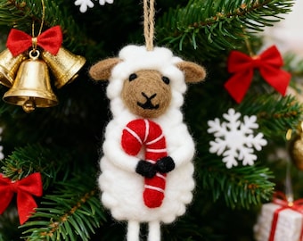 Wool Felt Sheep Christmas Ornament – Handmade Holiday Tree Decor - Etsy