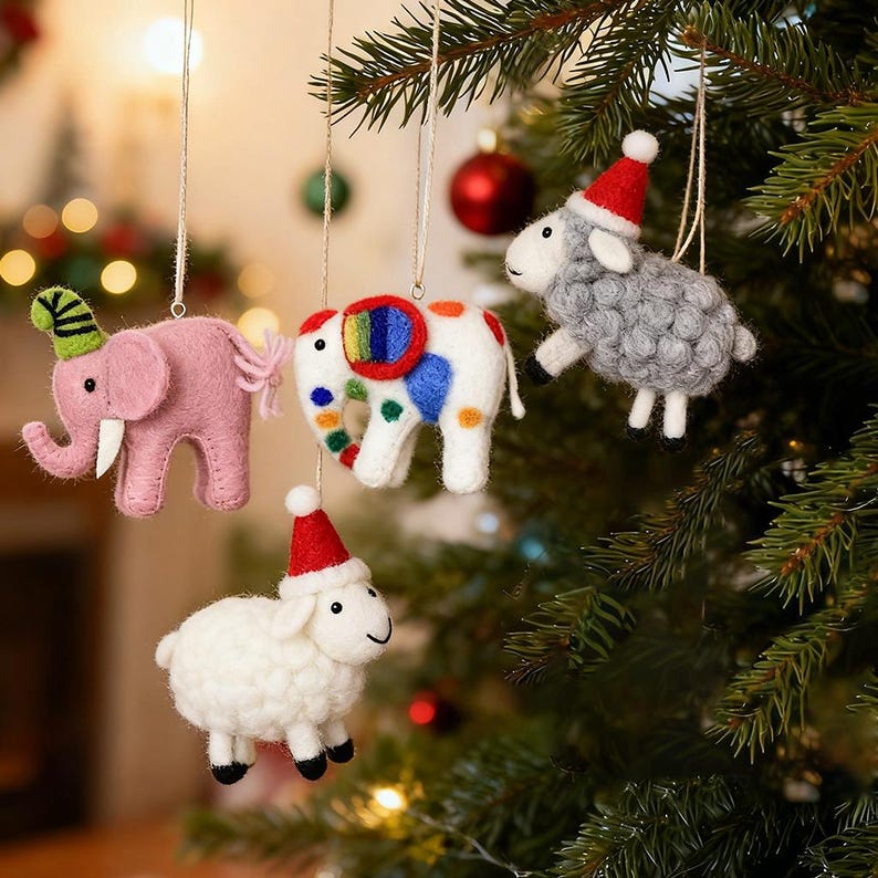 Wool Felt Sheep Christmas Ornament – Handmade Holiday Tree Decor - Etsy