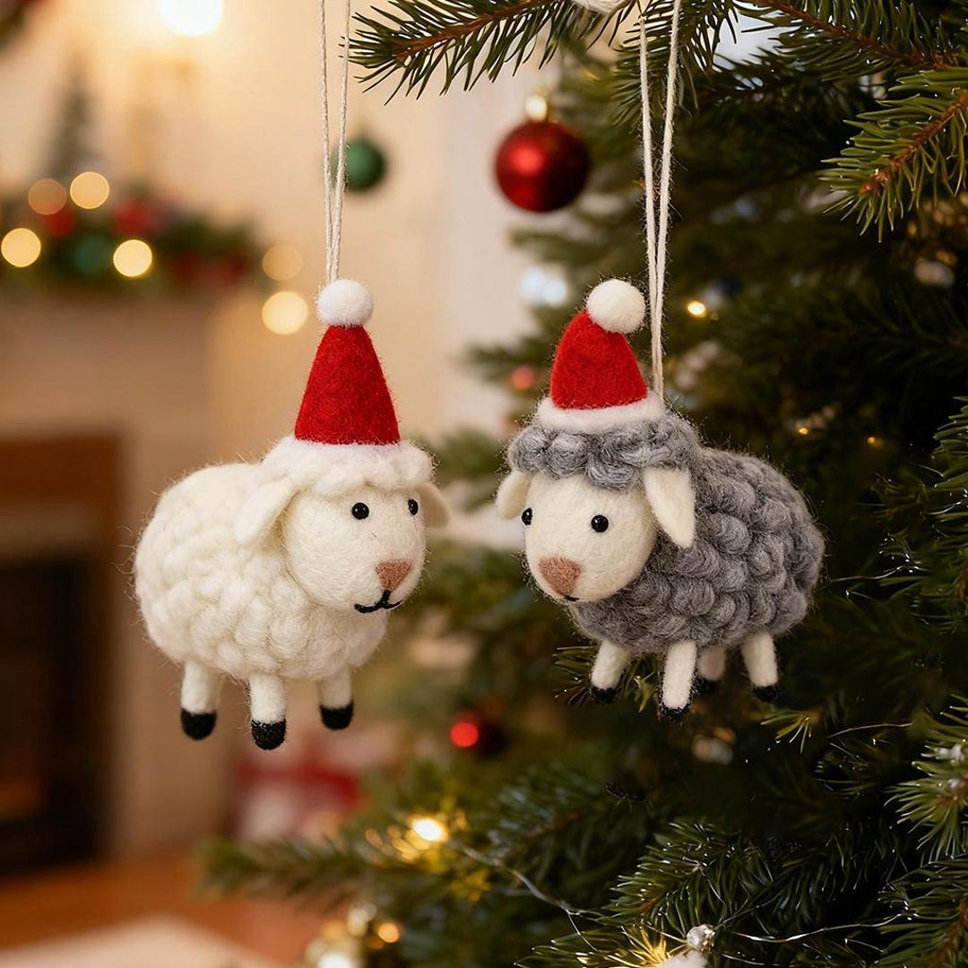 Wool Felt Sheep Christmas Ornament – Handmade Holiday Tree Decor - Etsy