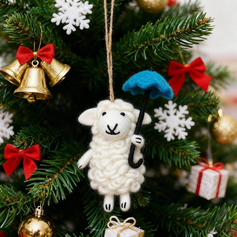 Handmade Wool Felt Sheep Ornament – Christmas Tree Decoration - Etsy ...