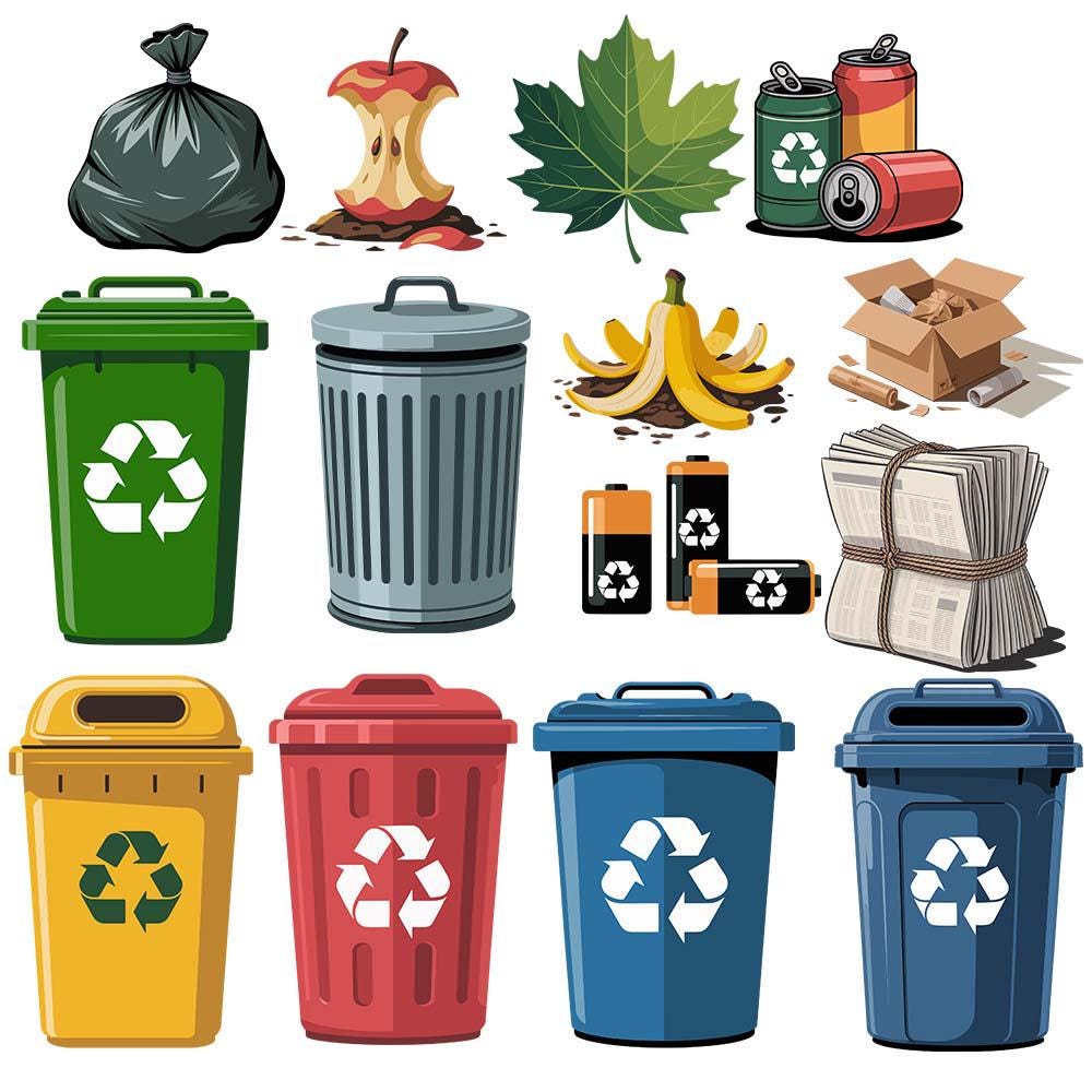 Cartoon Trash Recycling Bin Clipart, Mascot Illustration (png, Pdf, Eps ...